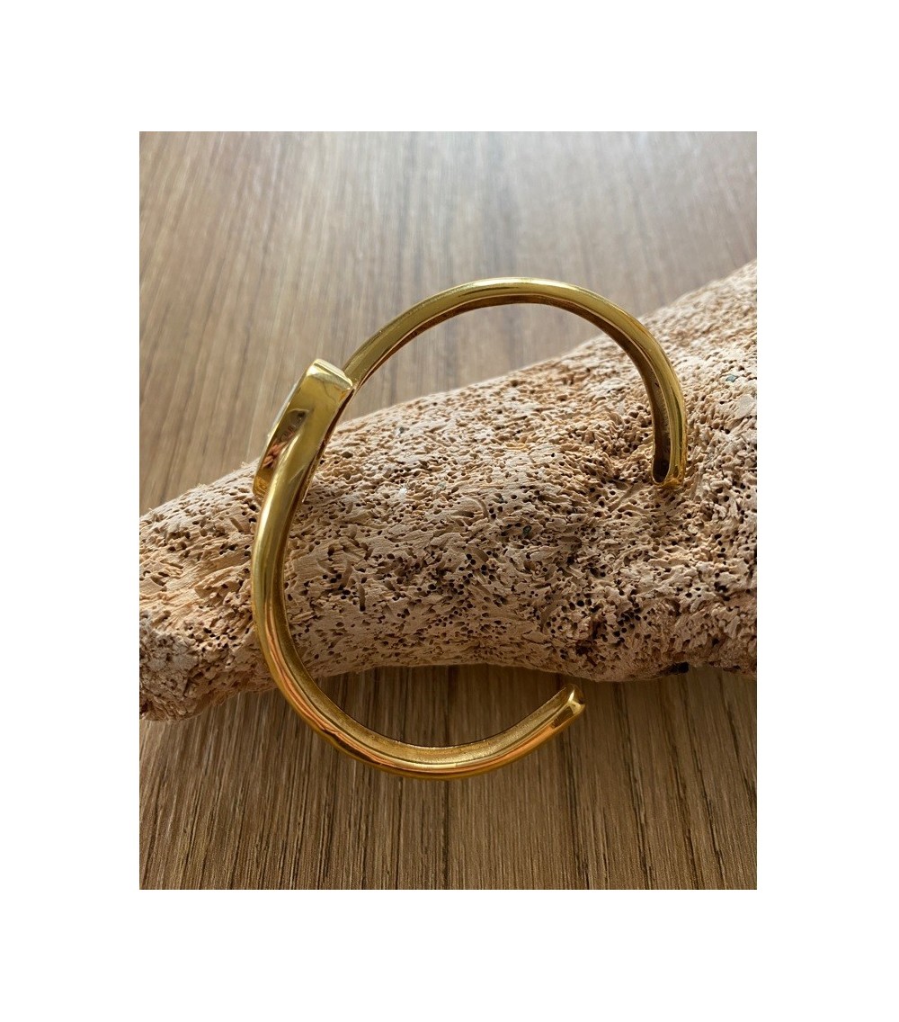 Bracelet rigide plaqué or et oeil de Sainte Lucie